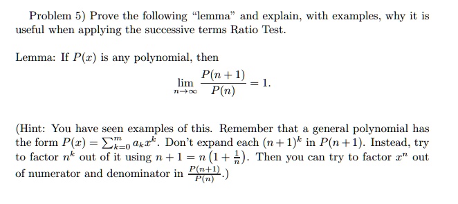 SOLVED: Problem 5) Prove the following ~lemma" and explain; with ...
