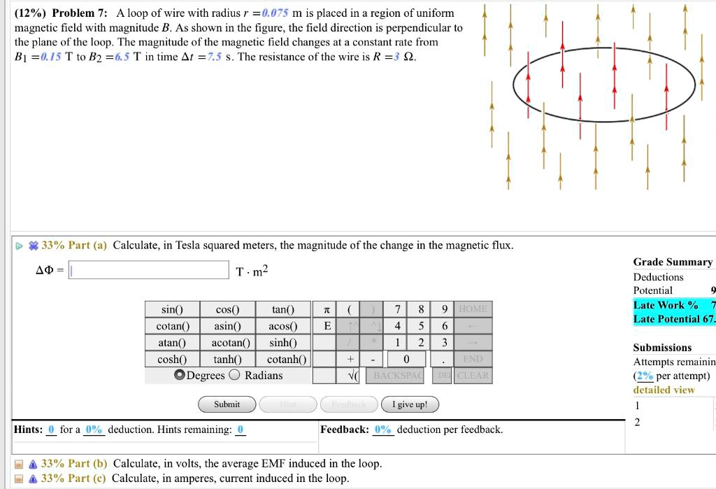 SOLVED: Please help me with A-C, I will upvote thank you! Problem 7A: A loop of wire with radius ...