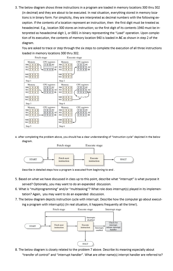 3 the below diagram shows three instructions in a program are loaded in memory locations 300 ...