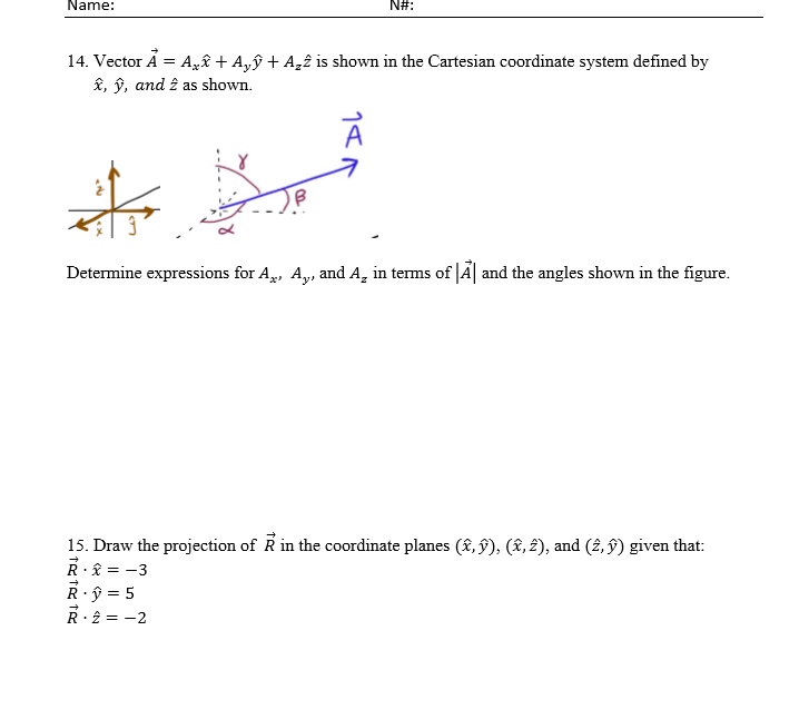 name 14 vector a axea 4 is shown in the cartesian coordinate system ...