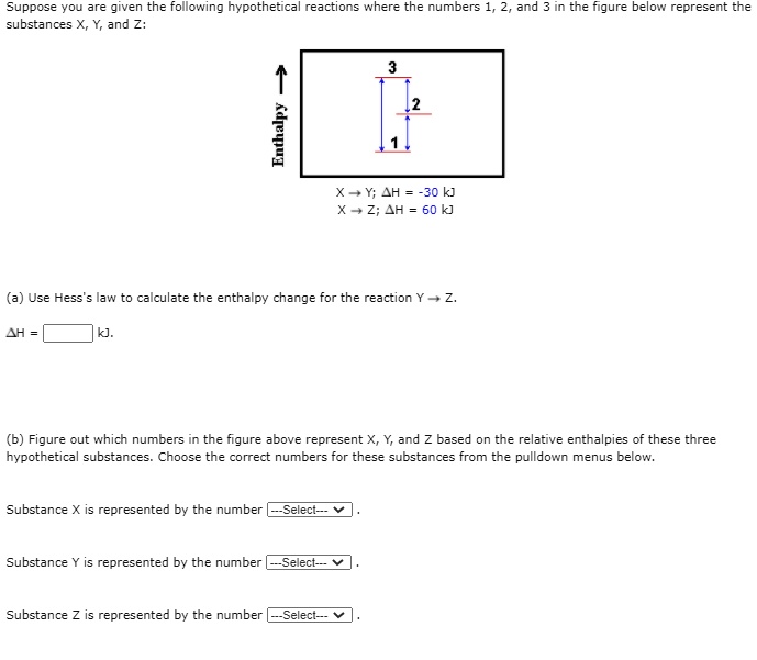 SOLVED: Suppose YoU are given the following hypotheti substances Xr Y and Z: reactions where the ...
