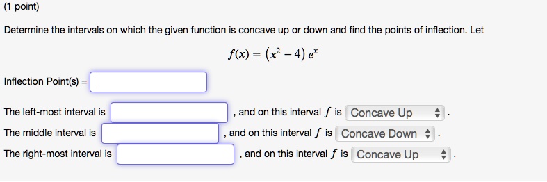 Solved Point Determine The Intervals On Which The Given Function Concave Up Or Down And Find