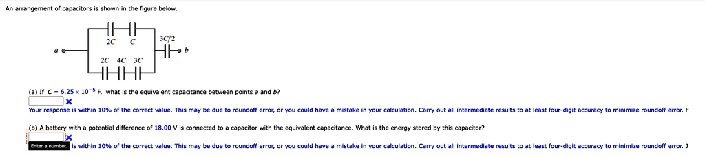 an arrangement of capacitors is shown in the figure below 2c c 2c 4c 3c ...