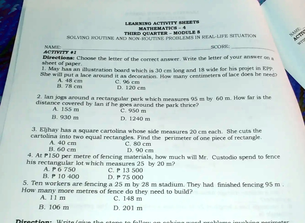 learning activity sheets mathematics third quarter module 8 solving ...