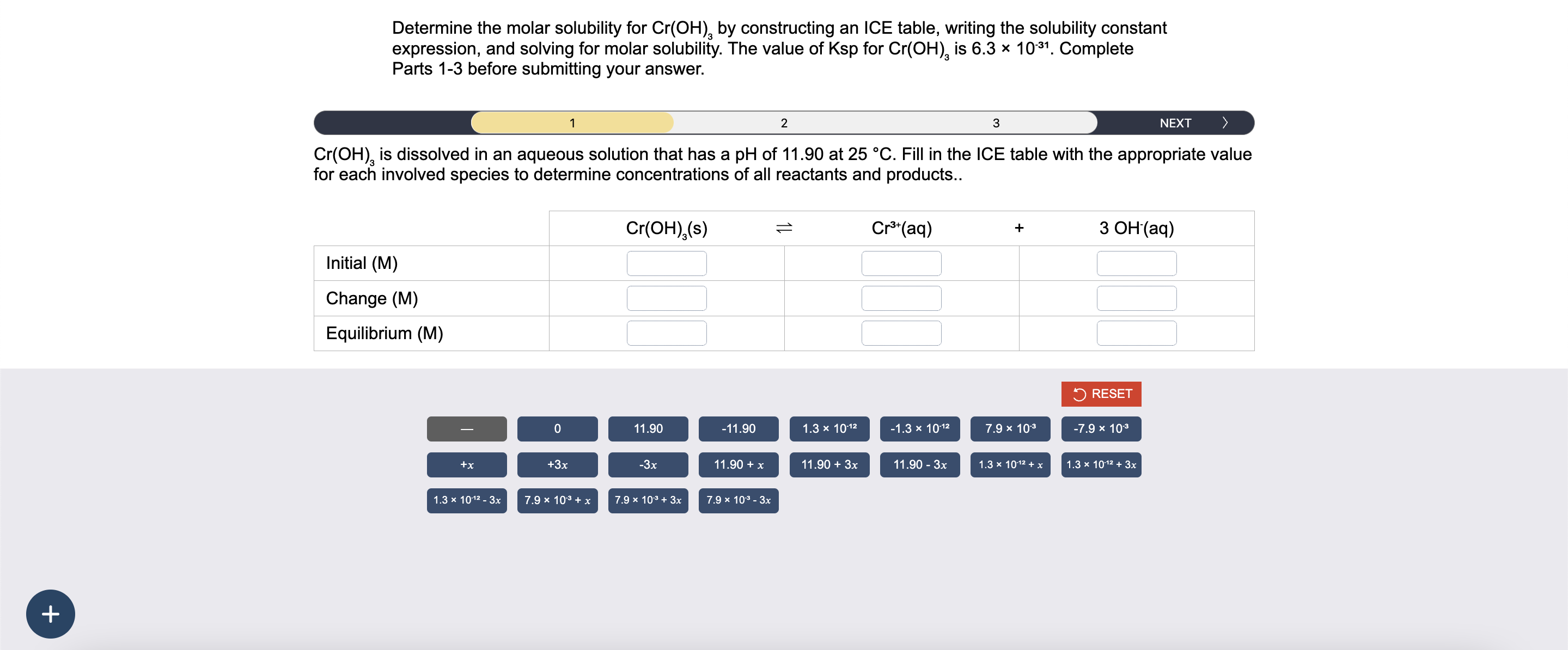 determine the molar solubility for croh3