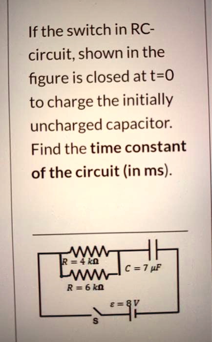 SOLVED: If the switch in an RC circuit, shown in the figure, is closed at t=0 to charge the ...