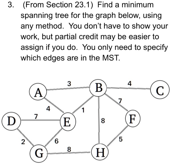 SOLVED: Introduction to Algorithm 3. (From Section 23.1) Find a minimum spanning tree for the ...