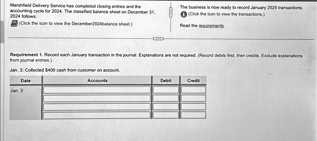 [GET ANSWER] marshfield delivery service has completed closing entries ...