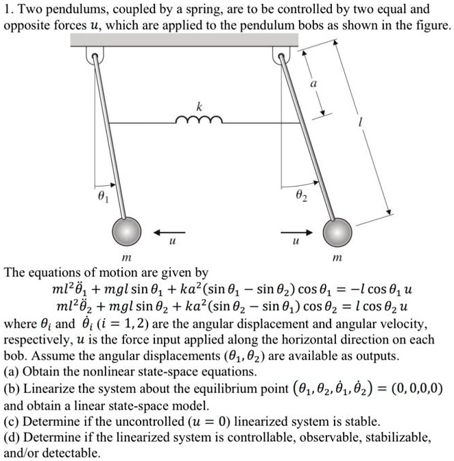 1 two pendulums coupled by a spring are to be controlled by two equal ...