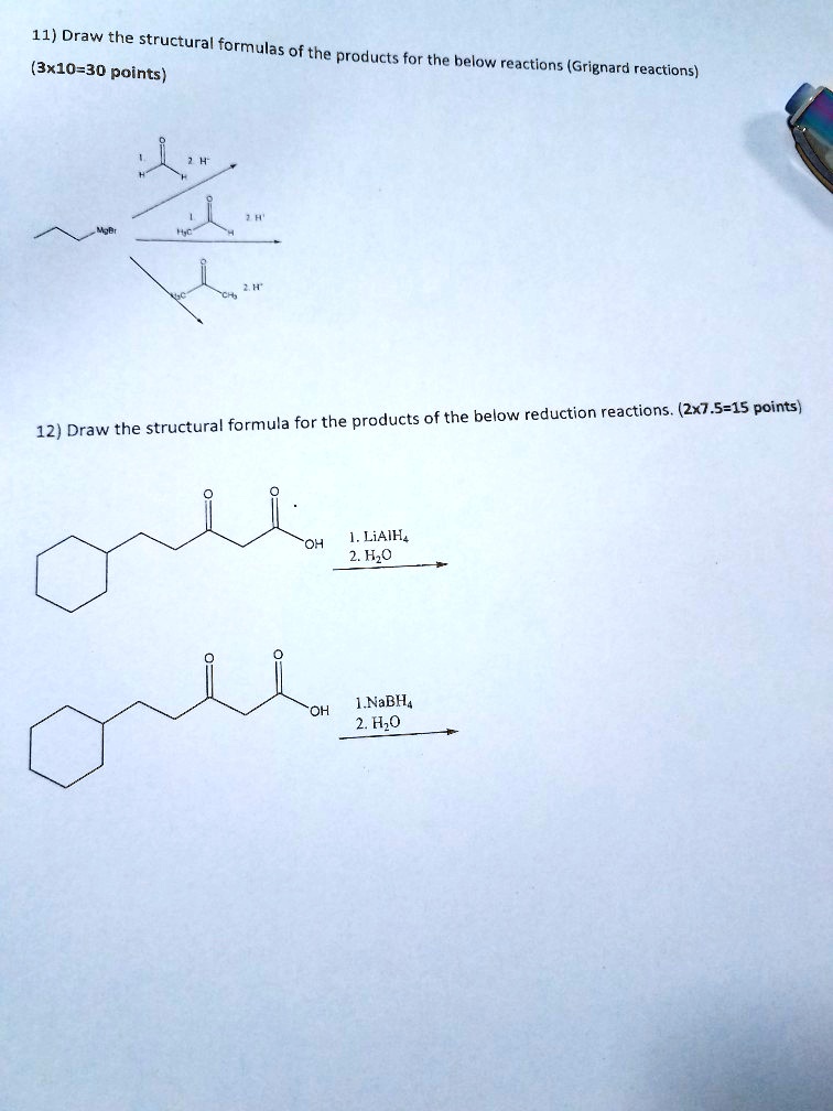 SOLVED: 11) Draw the structural formulas of the products for the below (3x10-30 points ...