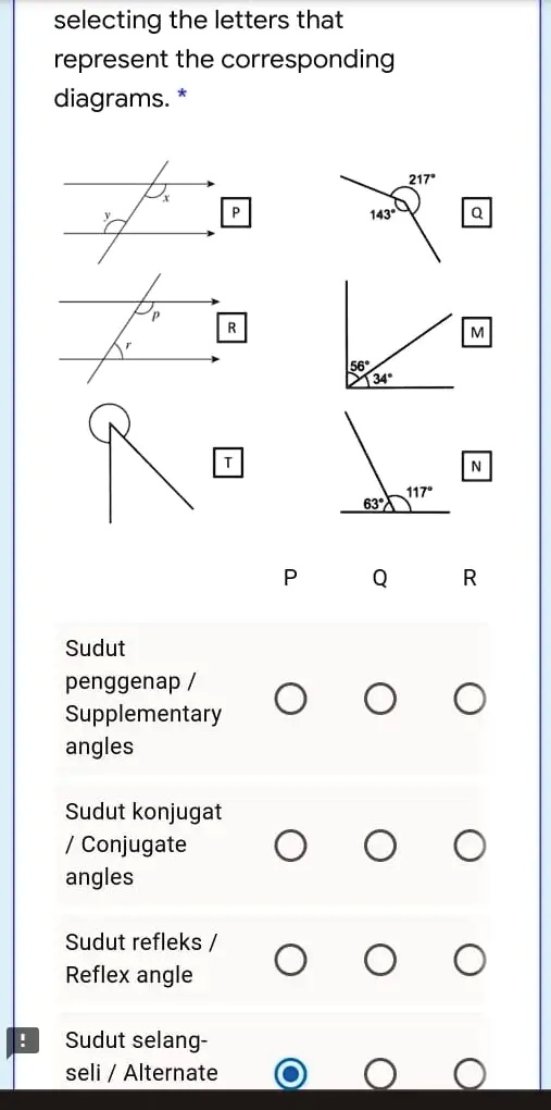 selecting the letters that represent the corresponding diagrams ...