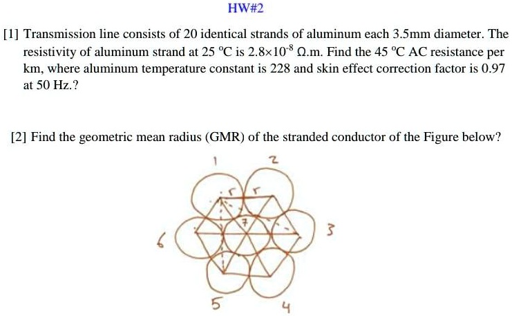 SOLVED: HW#2 [1] A transmission line consists of 20 identical strands ...