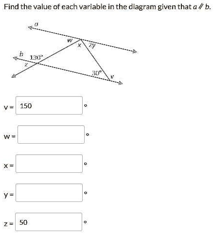 NEED NOW!!! Find the value of each variable in the diagram given that a ...
