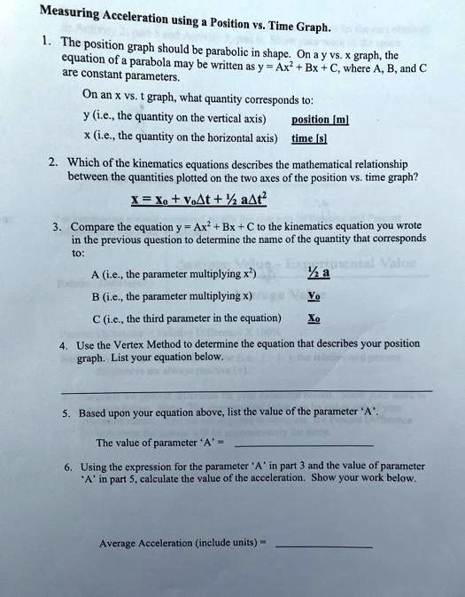SOLVED: Measuring Acceleration using Position vs. Time Graph The position graph should be ...