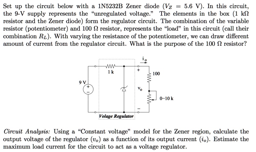 set up the circuit below with a 1n5232b zener diode vz 56 v in this ...