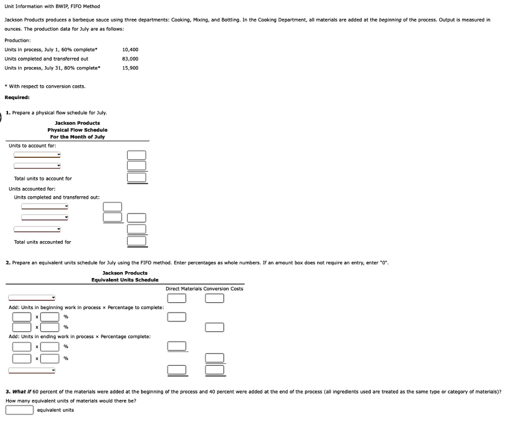 SOLVED: Chapter 6 Question 7 Unit Information with BWIP, FIFO Method ...
