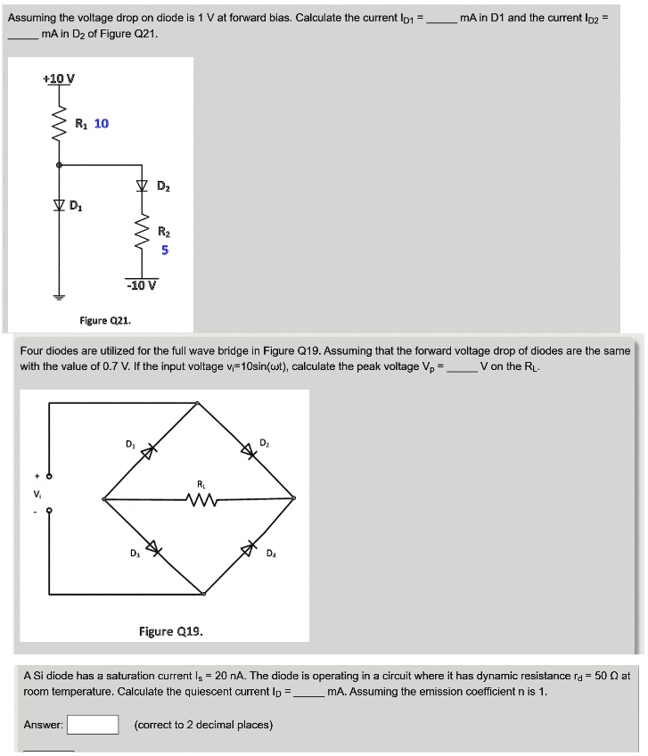 SOLVED: Assuming the voltage drop on the diode is 1 V at forward bias. Calculate the current Ip1 ...