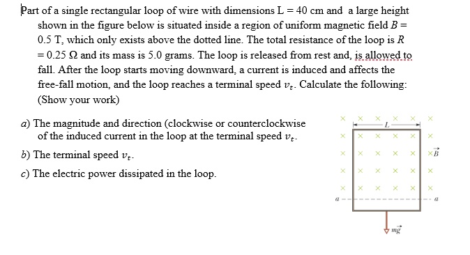 SOLVED: Part of a single rectangular loop of wire with dimensions L = 40 cm and large height ...