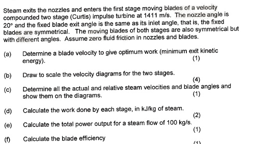 SOLVED: Steam exits the nozzles and enters the first stage moving ...
