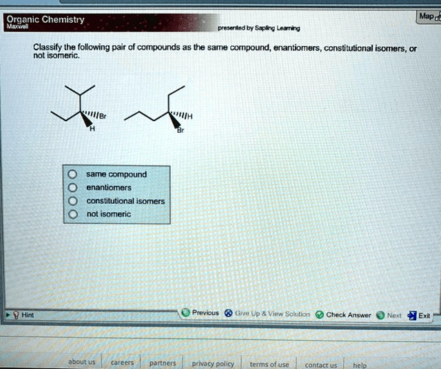 Classify The Following Pair Of Compounds As The Same Compound