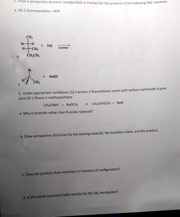 SOLVED: Draw perspective structures (wedge/dash or Fischer) for the products of the following ...