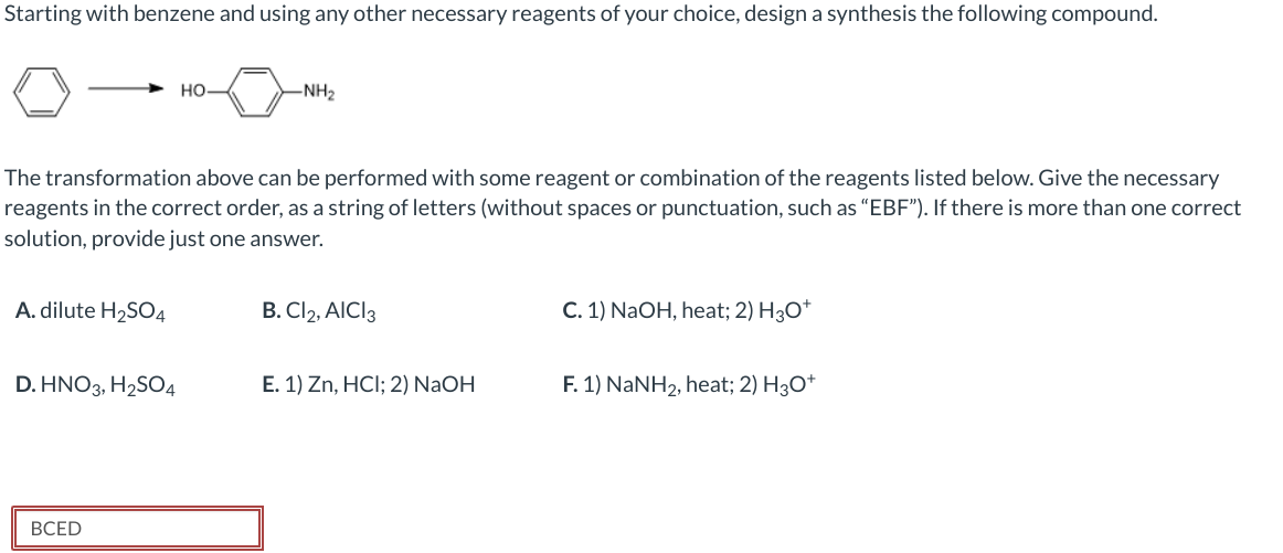 Starting with benzene and using any other necessary reagents of your choice, design a synthesis ...