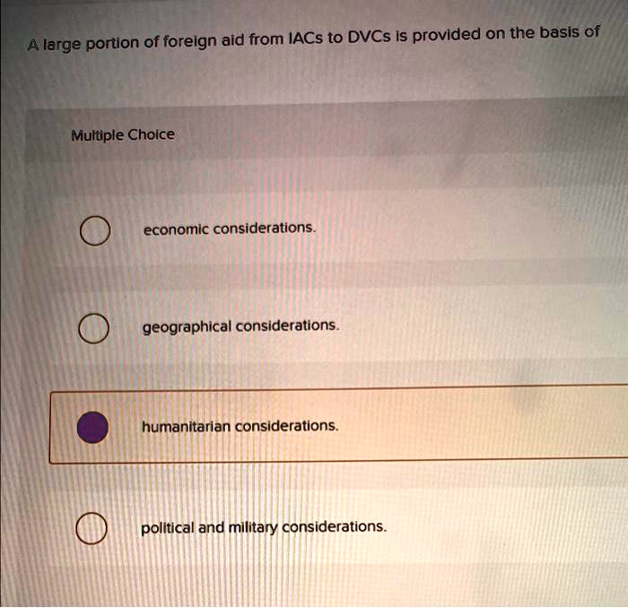 A large portion of foreign aid from IACs to DVCs is provided on the ...