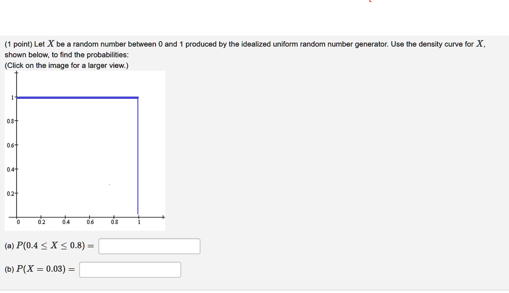 SOLVED: point) Let X be a random number between and produced by the ...