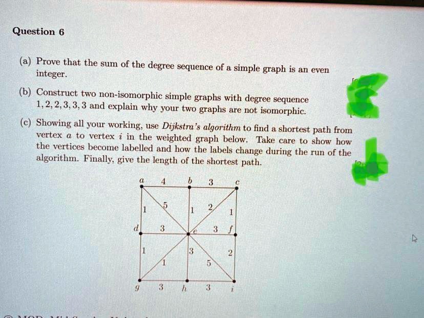SOLVED: Question 6 (a) Prove that the sum of the degree sequence of ...
