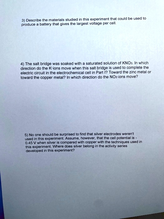 SOLVED: 3) Describe the materials studied in this experiment that could ...