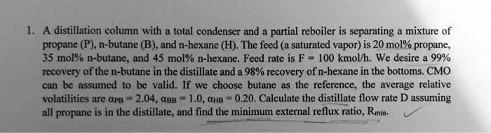 1 a distillation column with a total condenser and a partial reboiler ...