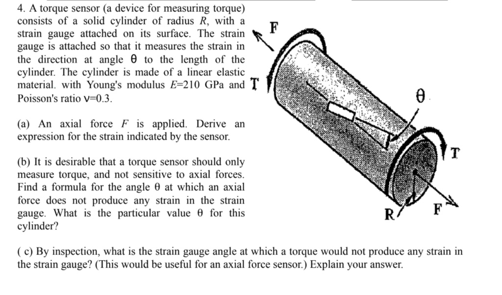 4. A torque sensor (a device for measuring torque) consists of a solid ...