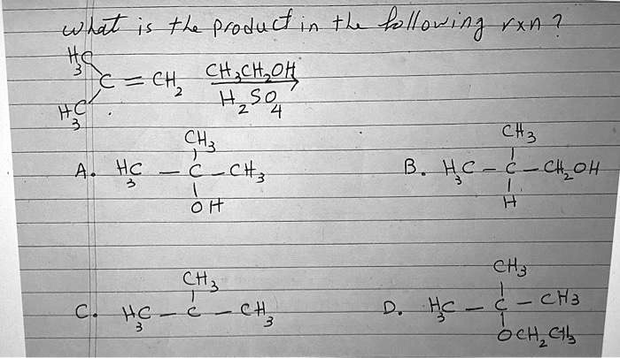 SOLVED: What is the product in the following reaction? CH3CH2OH + CH3CH2OH â†’ CH3CH2OCH2CH3 + H2O