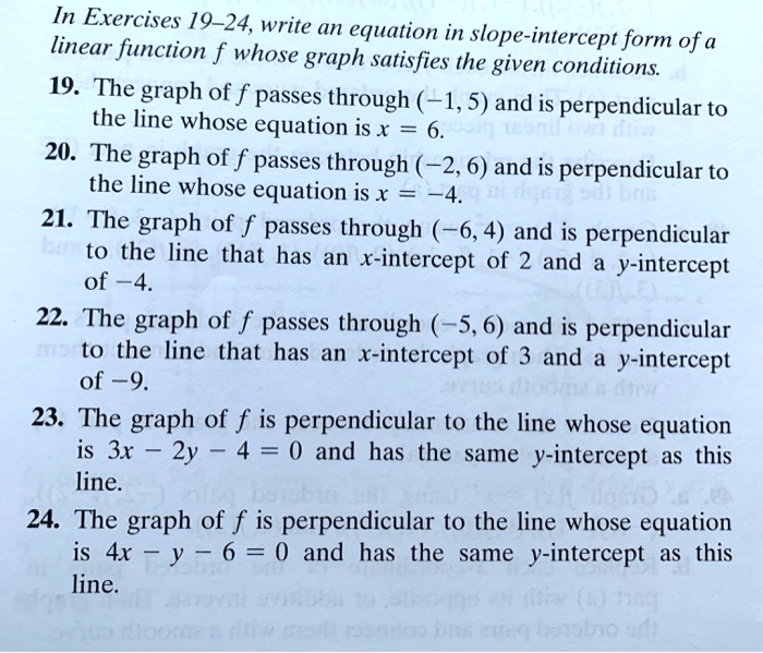 Solved In Exercises 19 24 Write An Equation In Slope Linear Function F Whose Intercept Form