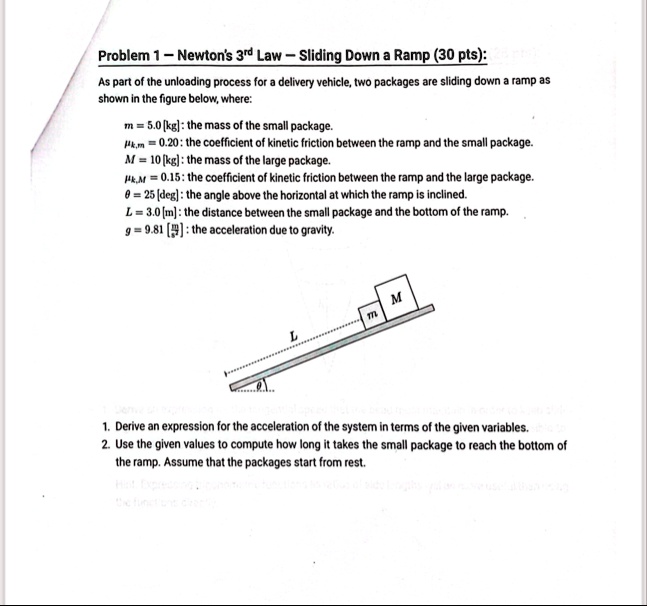problem 1 newtons 3rd law sliding down a ramp 30 pts as part of the ...