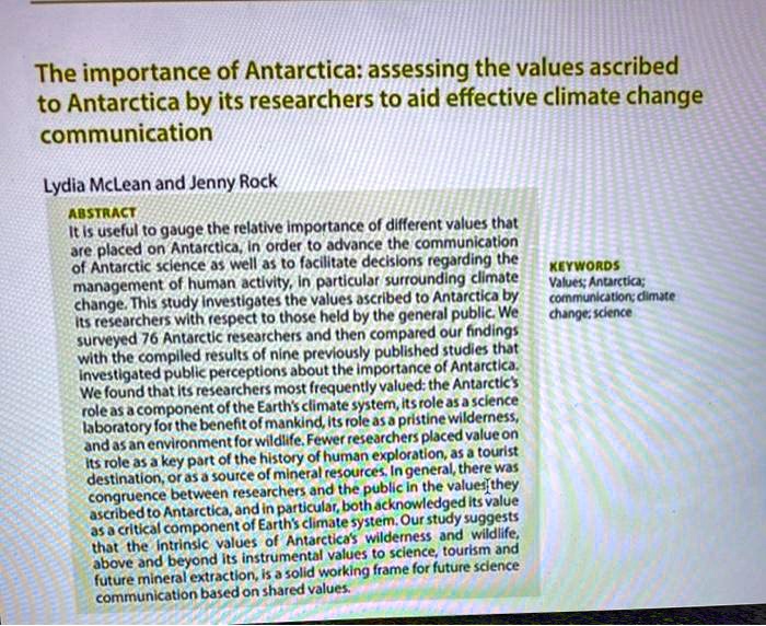 The importance of Antarctica: assessing the values ascribed to ...