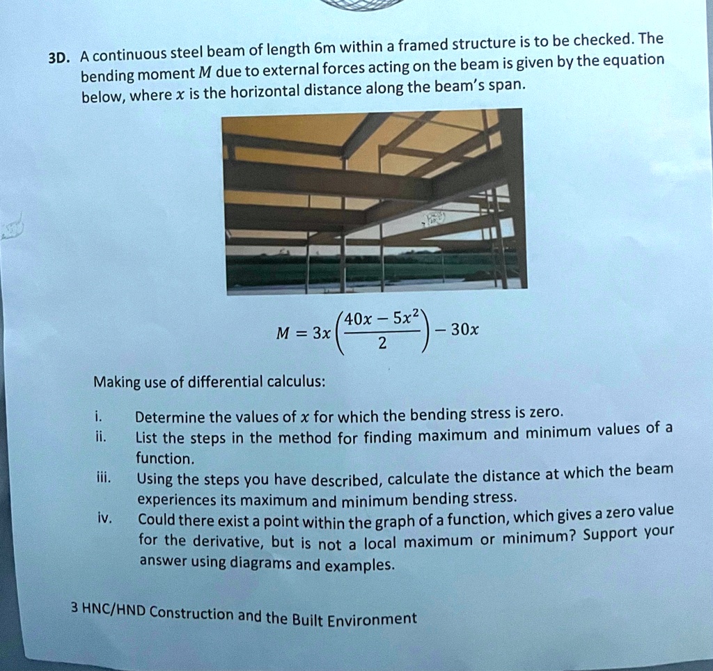 3D. A continuous steel beam of length 6m within a framed structure is ...