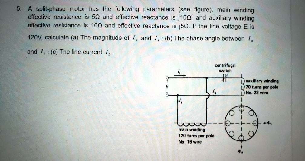 SOLVED: A split-phase motor has the following parameters (see figure ...