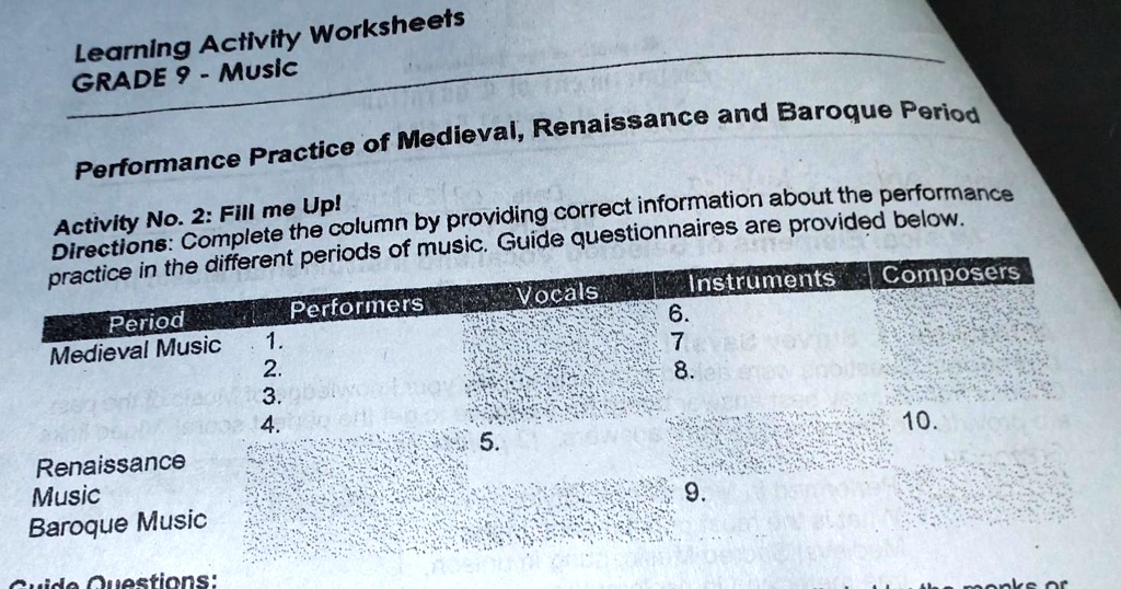 complete the column by providing correct information about the ...