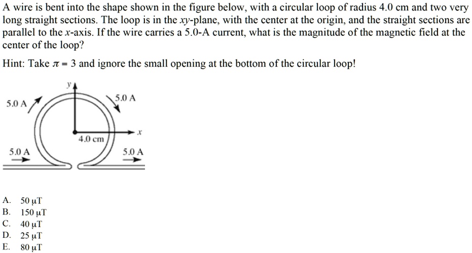 SOLVED: A wire is bent into the shape shown in the figure below, with a circular loop of radius ...