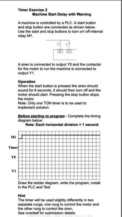 SOLVED: Draw the ladder diagram, write the program, install it in the ...