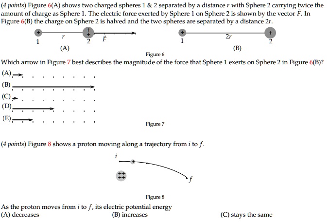 4 points figure 6a shows two charged spheres separated by distance with ...