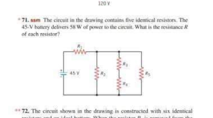 SOLVED: 120 V *71. ssm The circuit in the drawing contains five ...