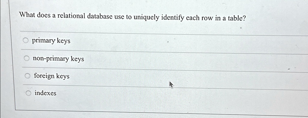 What Does A Relational Database Use To Uniquely Identify Each Row In A