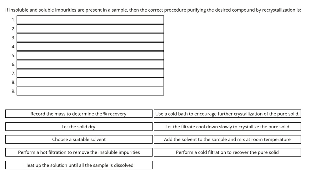 If insoluble and soluble impurities are present in a sample, then the ...