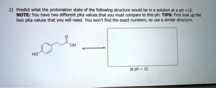 predict what the protonation state of the following structure would be in a solution at a ph 12 ...