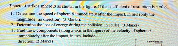 SOLVED: Sphere A strikes sphere B as shown in the figure. If the coefficient of restitution is e ...