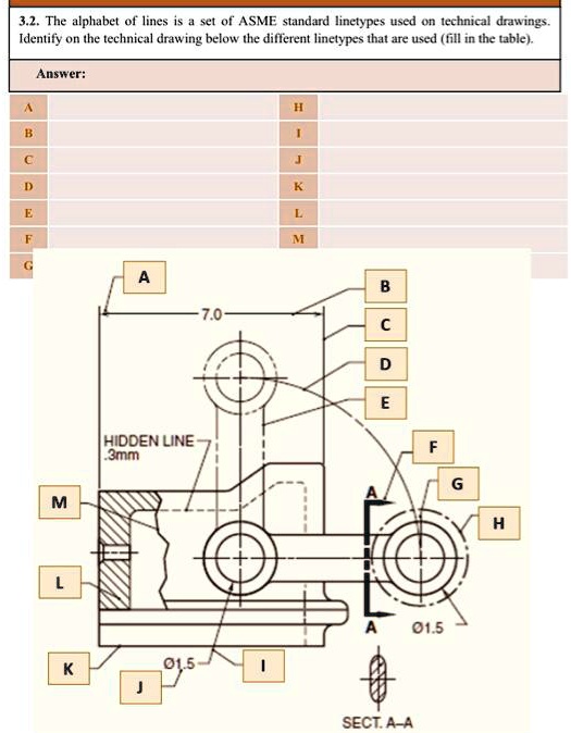 SOLVED: 3.2. The alphabet of lines is a set of ASME standard linetypes ...
