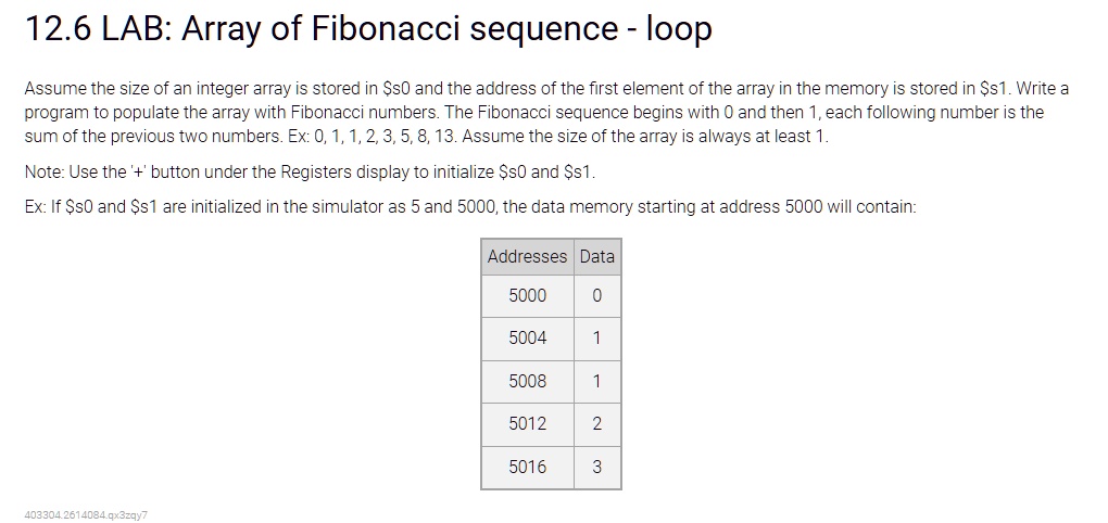 Solved 126 Lab Array Of Fibonacci Sequence Loop Assume The Size Of An Integer Array Is