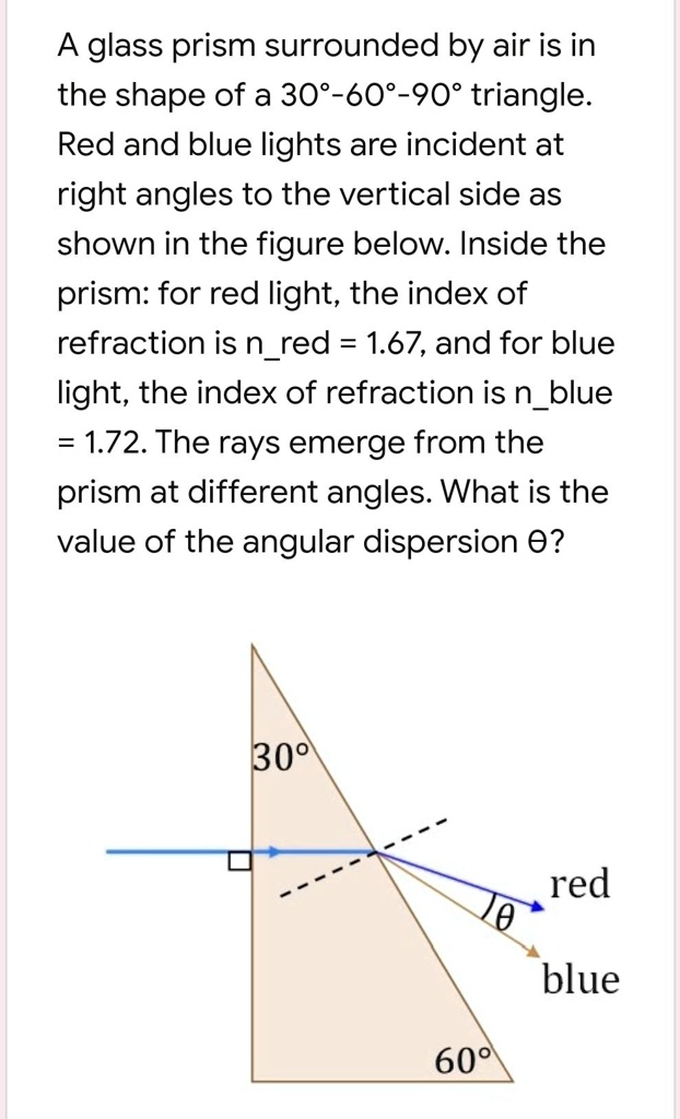 SOLVED: A glass prism surrounded by air is in the shape of a 309-601-90 ...